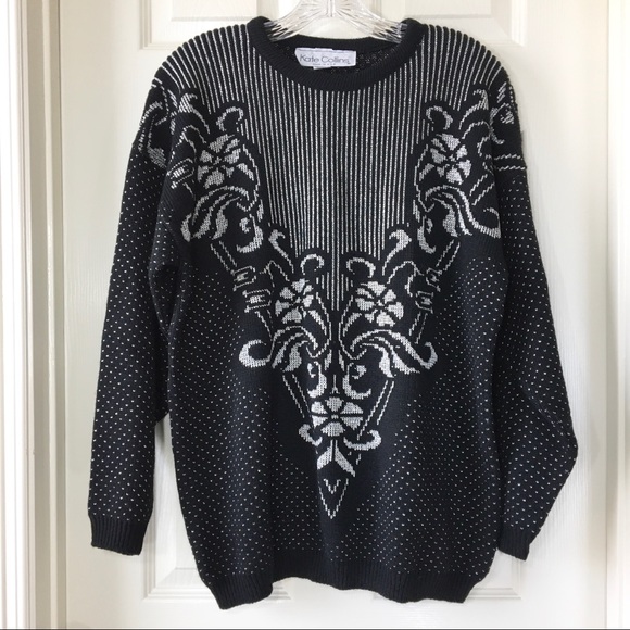 Kate Collins | Sweaters | Kate Collins 8s Vintage Glittery Floral ...